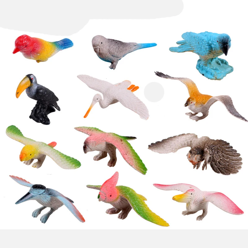 12pcs/set Different Kinds Birds Toy Set Plastic Birds Play Toys Birds ...