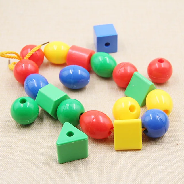 Geometry Beaded Blocks Children Early Childhood Threading Rope >3 Years ...