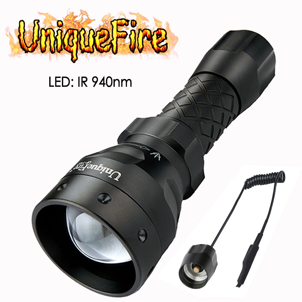 UniqueFire 1407 IR 940 LED Flashlight 3 Modes Portable Flashlight 30mm ...