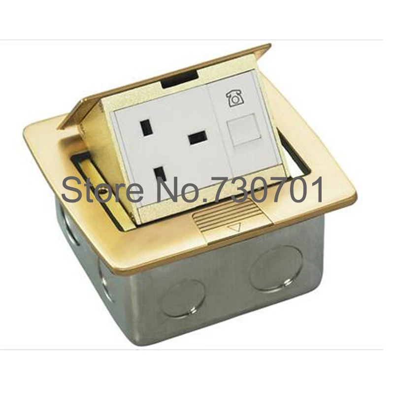 Uk Bs Copper Golden Floor Socket With 3 Uk Pin And Internet Rj45 Cat5 ...