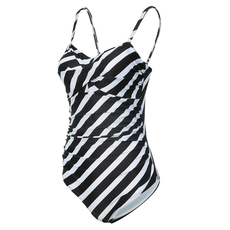 Sexy One Piece Swim Suits Monokini Push Up Bodysuit Black White Striped ...