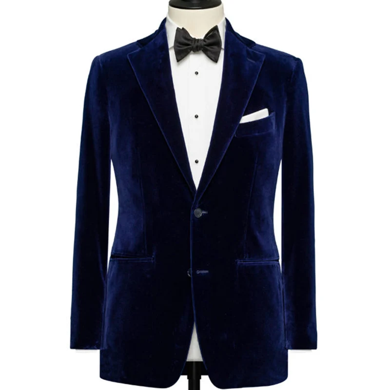 Royal Blue Velvet Men Suit Jacket For Prom Wear Dinner Blazer With ...