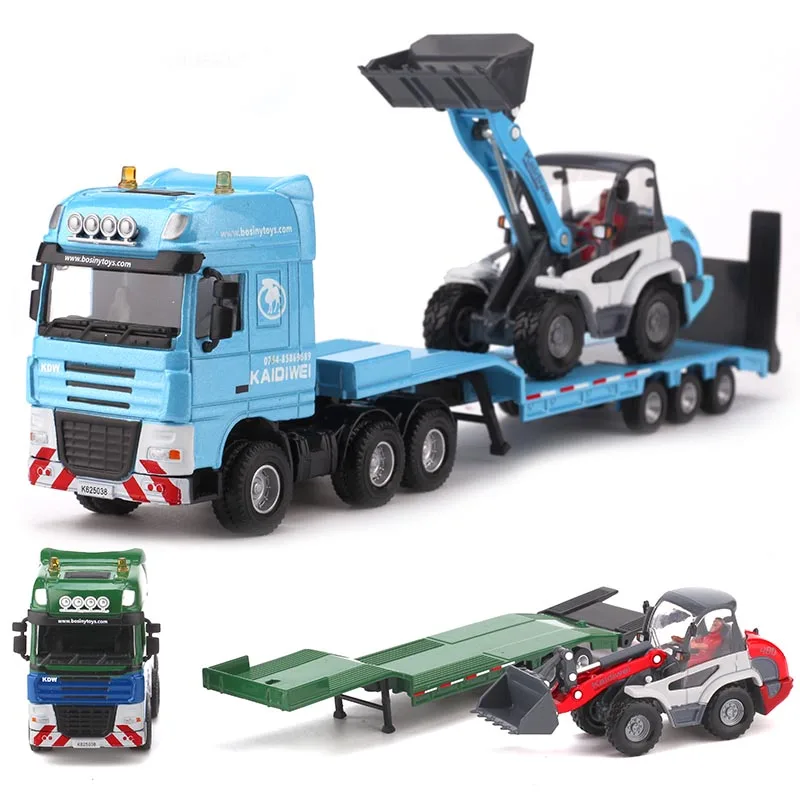 1:50 Toys Car Model Alloy Diecast Semi Trailer Platform Truck Low ...