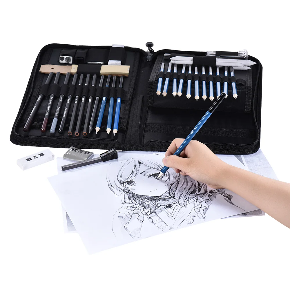 40pcs/Set Professional Sketching Drawing Pencils Kit Sketch Graphite ...