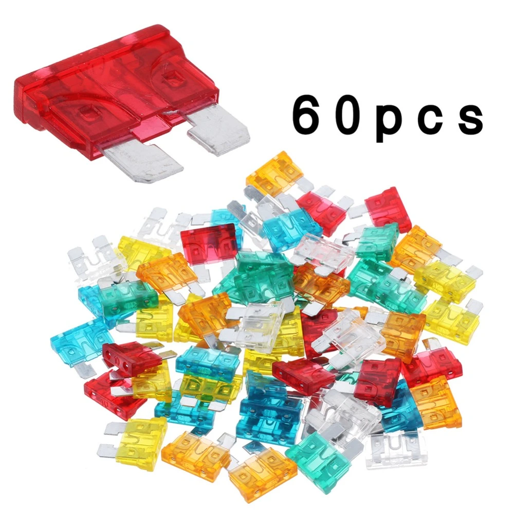 60pcs Car Fuse 5a 10a 15a 20a 25a 30a Standard Car Fuses Set Auto Blade ...