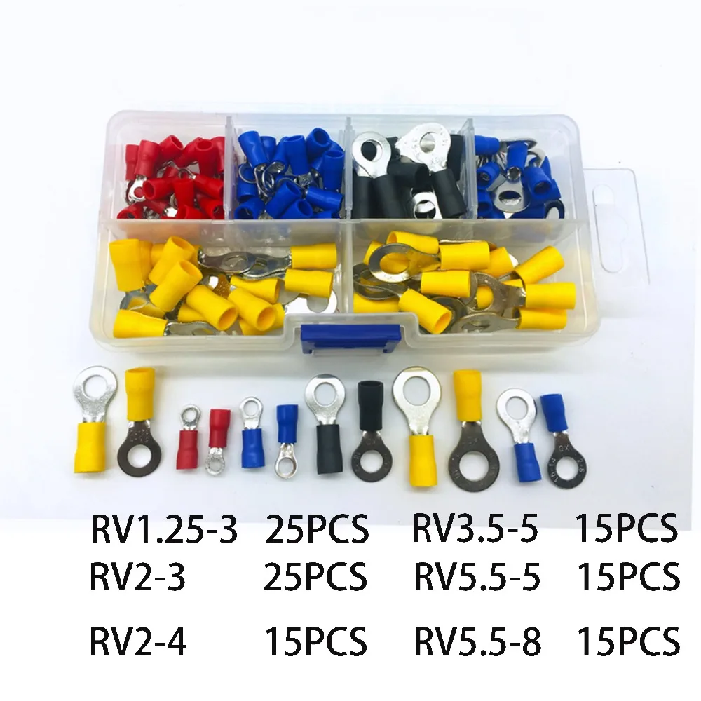 110pcs Ring Terminal Copper Crimp Connector Insulated Cord ring End ...