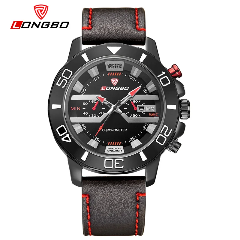 Reloj de marca LONGBO de estilo único con correa de cuero para hombre ...