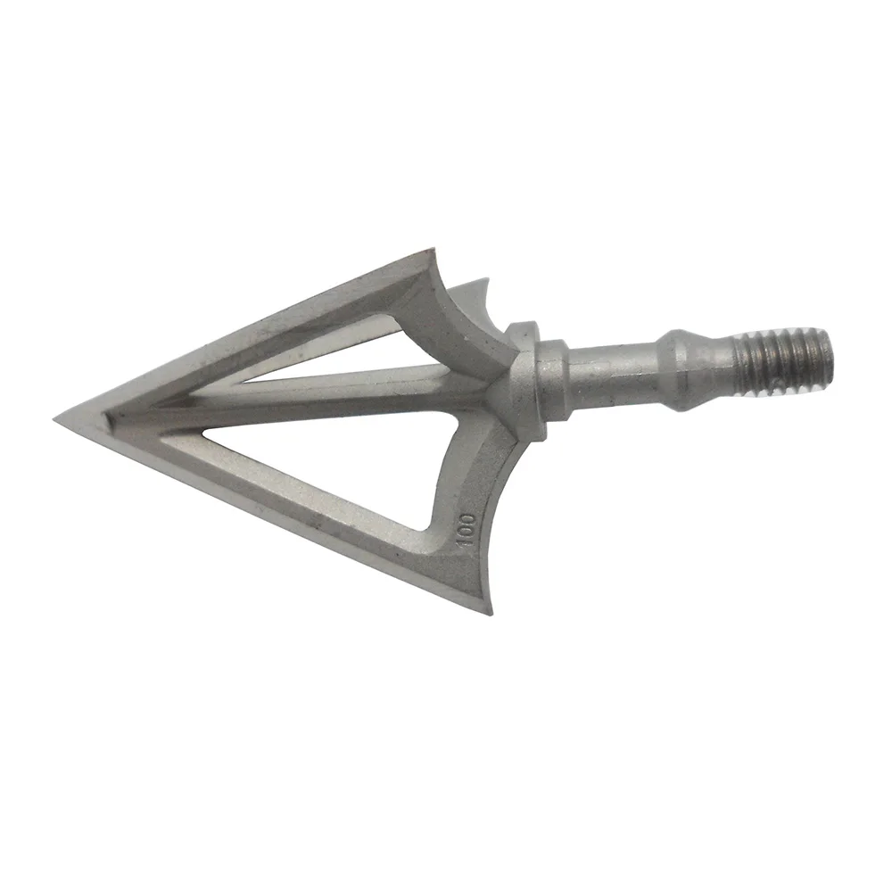 12pcs 100 Grain Archery Broadheads Fixed Solid Blade Stainless Steel ...