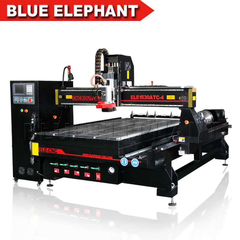 Auto Tool Change Cnc Router with Syntec System and Rotary Attachment for big four axis three ...