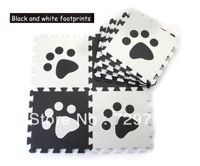 Environmental Eva Foam Cartoon Black White Footprints Puzzle Play Mat ...