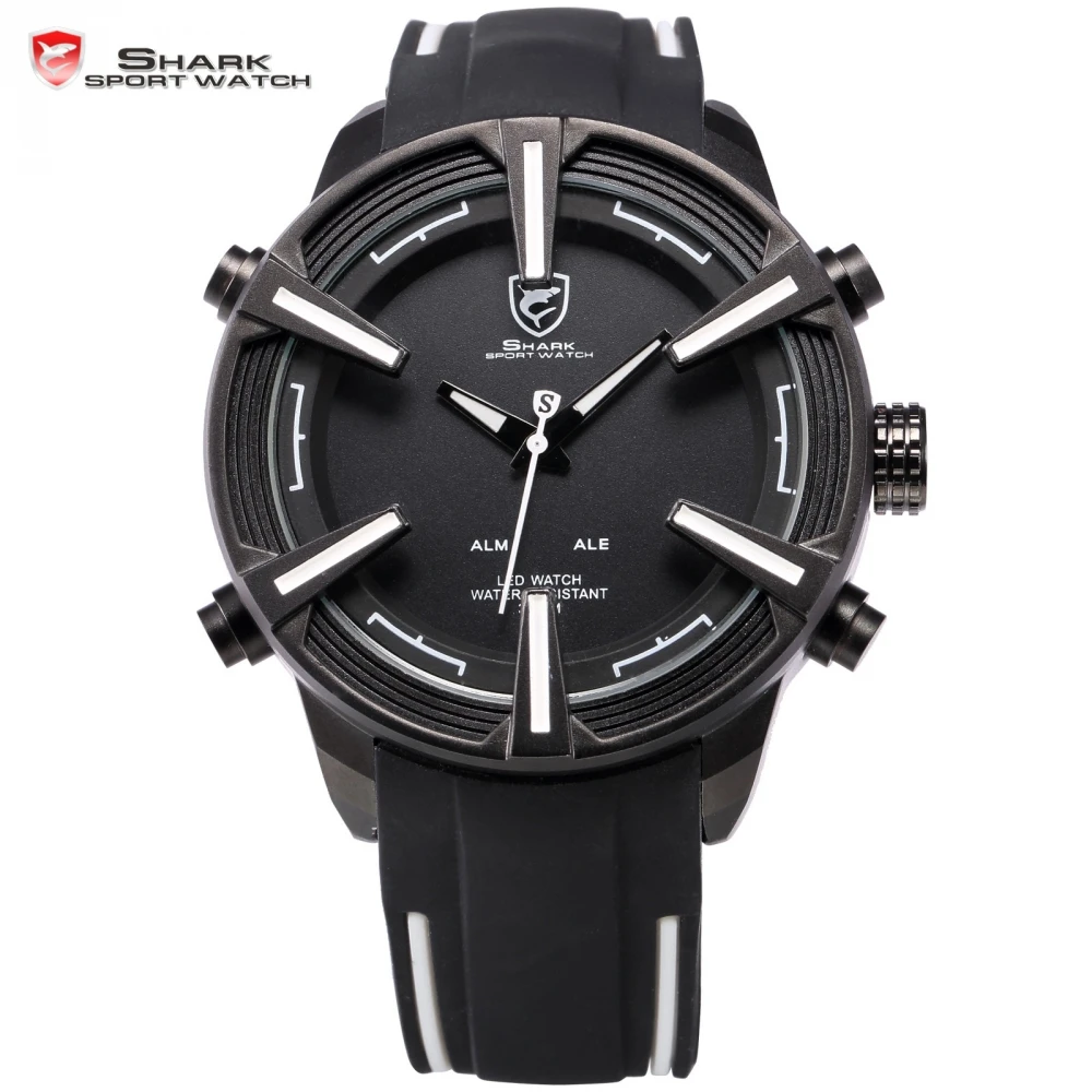 Shark Sport Watch Brand LED Display Date Day Relogio Masculino Alarm ...