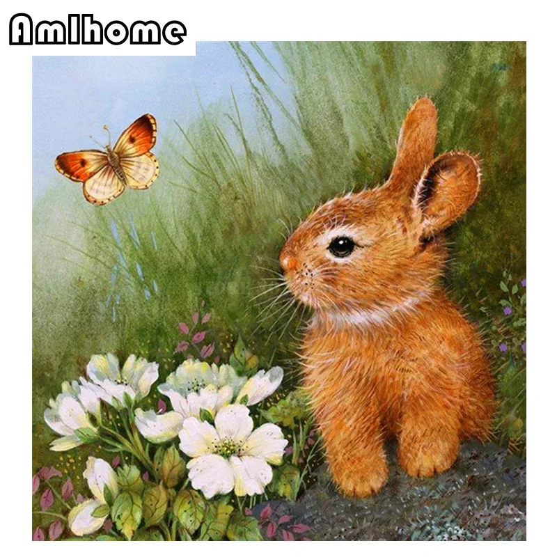 AMLHOME NEW 5D DIY Diamond Painting Rabbit Embroidery Diamond Painting ...