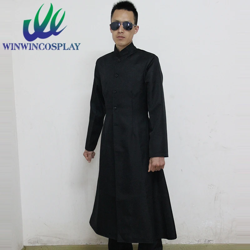 Free Shipping The Matrix Cosplay Costume Neo Trench Coat Uniform Wind ...