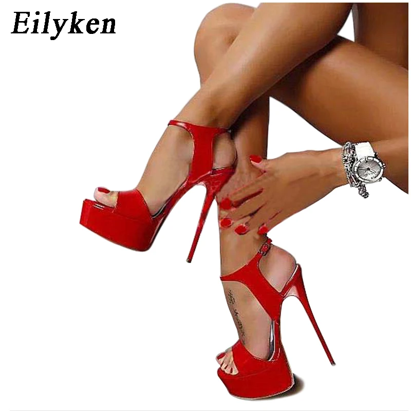 מוצר - Eilyken New Design Buckle Strap Women Pumps Open Toe Stiletto Super High Heel Sandals ...