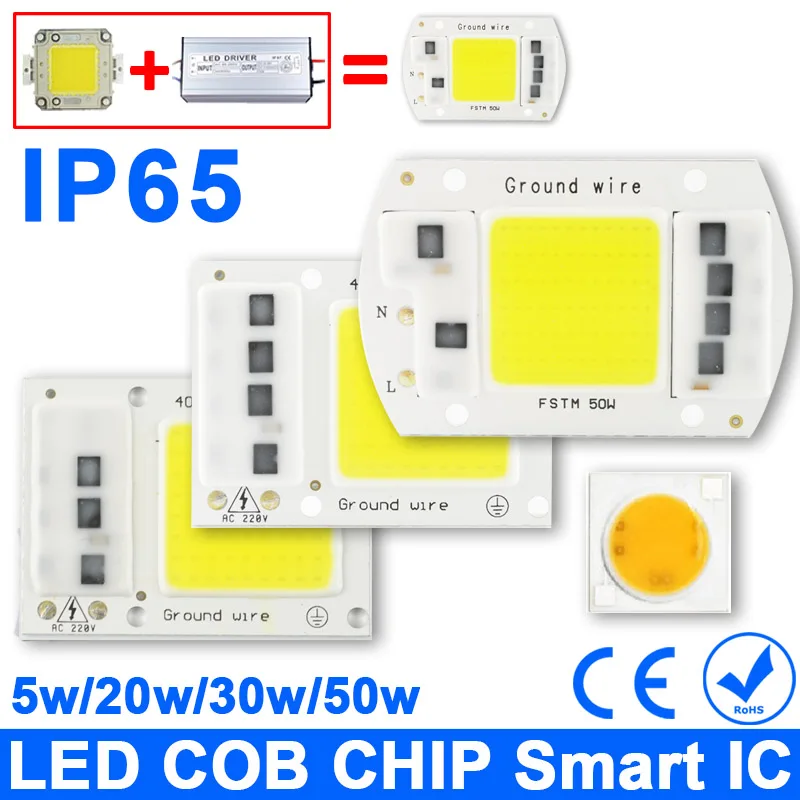 [DS] 2Pcs COB IC Chip Lamp LED Bulb 5W 9W 10W 20W 30W 50W AC 220V Smart ...