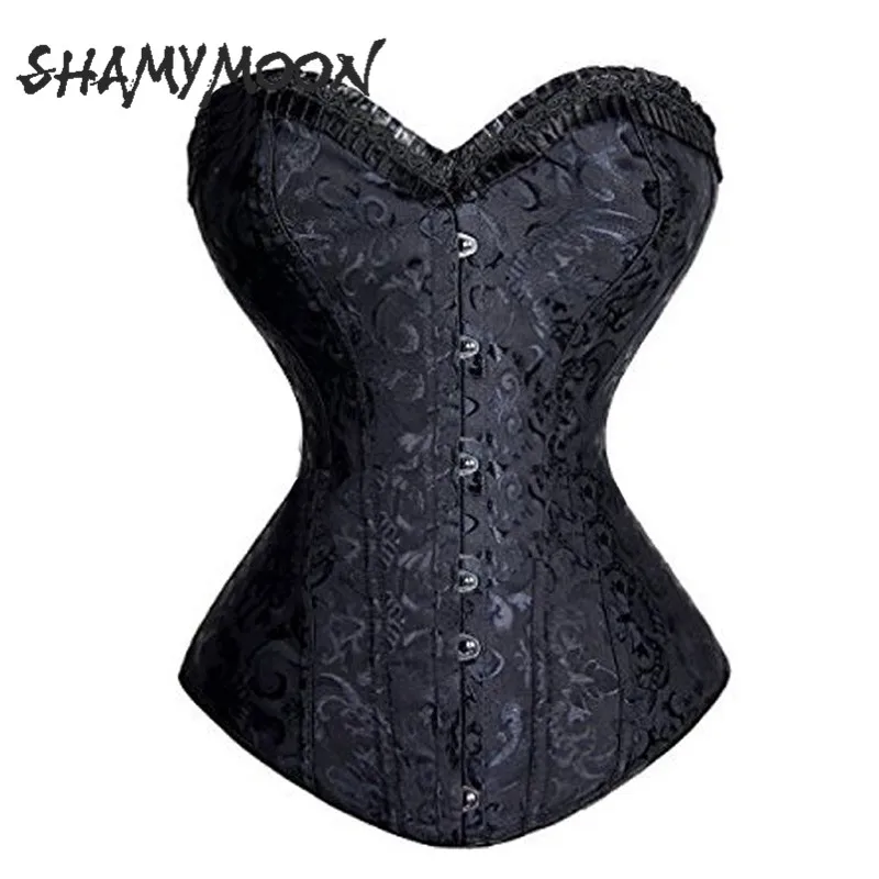 Shamymoon Women Corset Spiral Steel Boned Lace Up Sexy Waist Cinchers