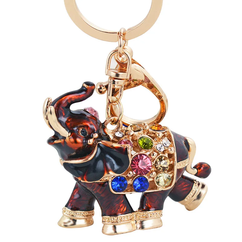 Fashion crystal Thailand elephant key chain girls bag pendant jewelry ...