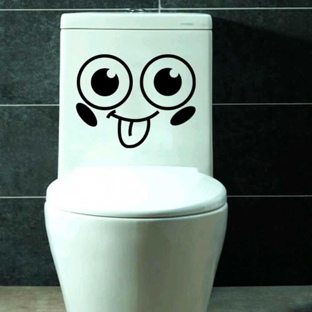 Smile-Face-Toilet-Decal-Vinyl-Wall-Mural-Art-Decor-Funny-Bathroom-WC ...