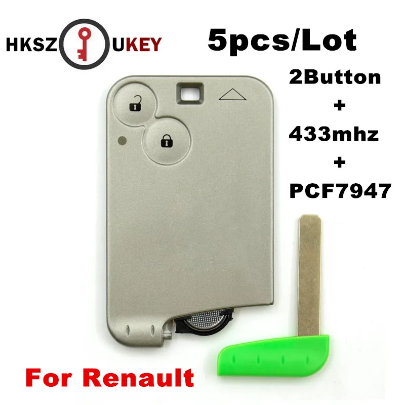 HKSZUKEY ( 5 pieces ) 2 Button Remote Card With PCF7947 Chip 433MHZ For ...