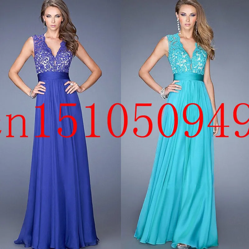 2016 V Neck Transparent Long Evening Dresses Lace Prom Dresses Formal ...