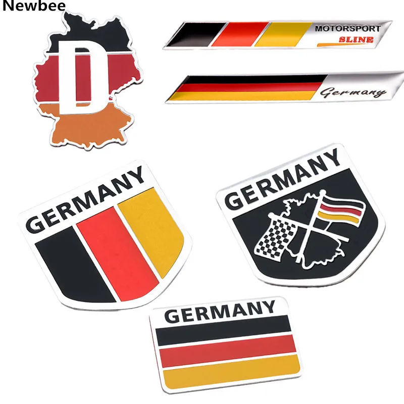 Newbee 3D Aluminium Car Emblem German Map Flag Grille Badge Decal ...