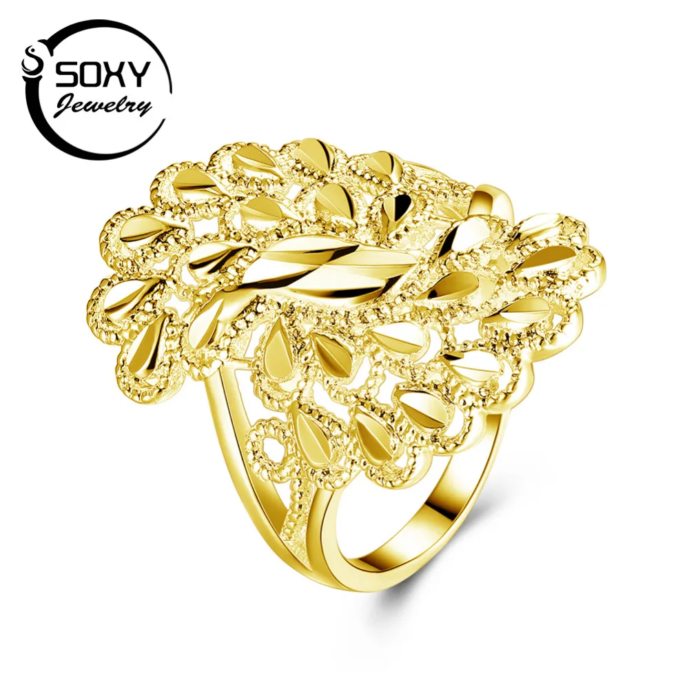 SOXY Elegant Plant Shaped Rings For Women Fashion Trend Gold Color Ring ...