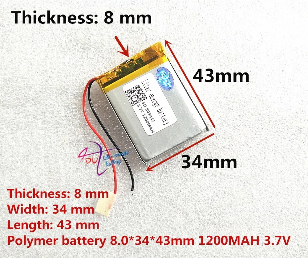 Liter Energy Battery Mp3 Battery 3.7v Polymer Lithium Battery 803443 ...