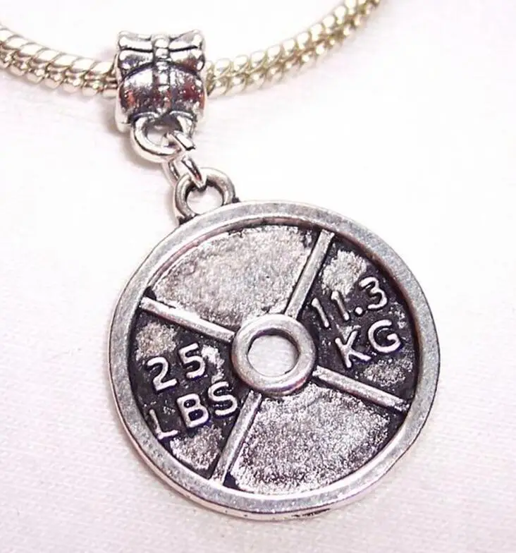50pcs Barbell Weight Lifting 25 Lbs Gym Workout Dangle Charm Bead ...