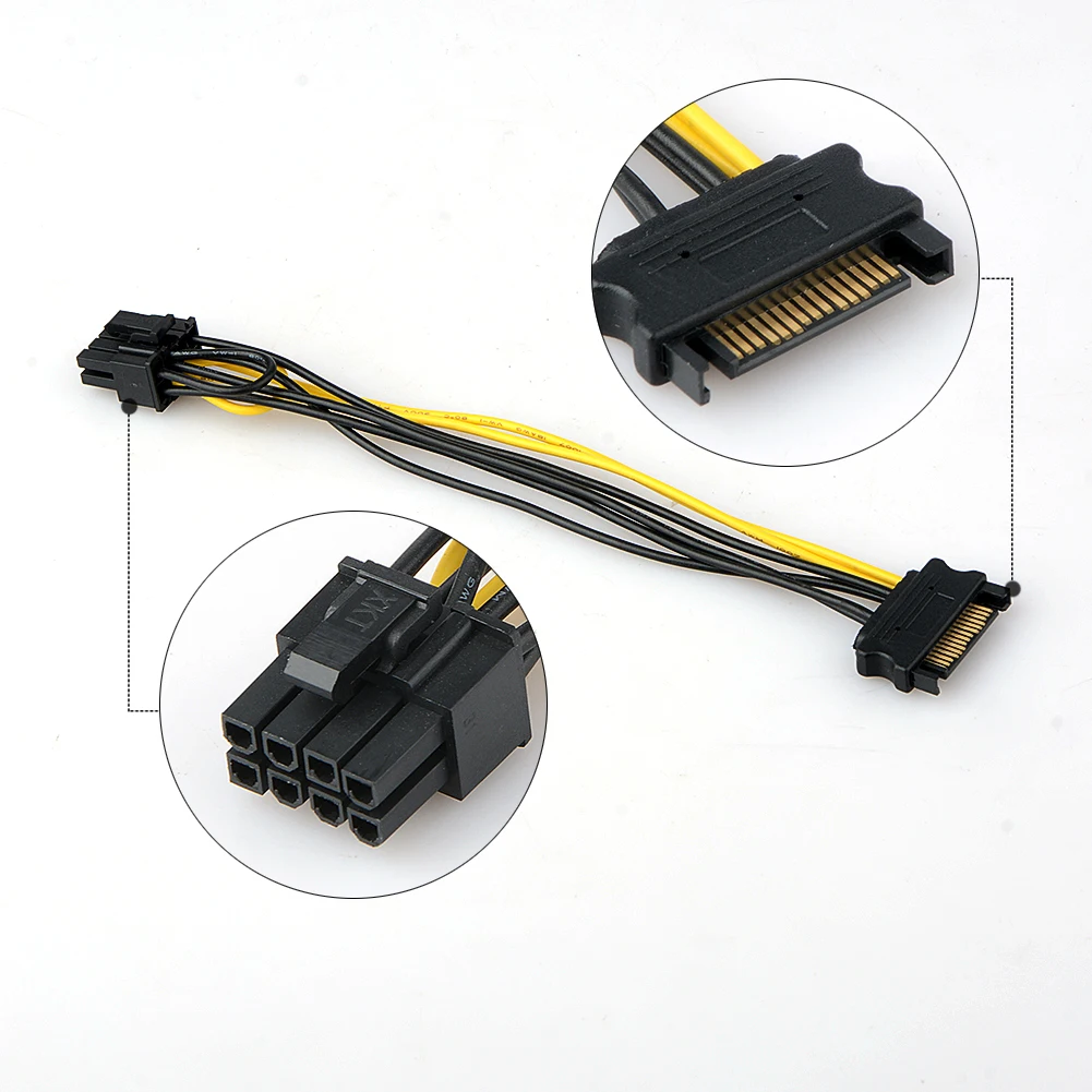 2PCS 15Pin SATA To 8Pin PCI E Power Cable, Gotd 15Pin SATA Male To 8pin ...