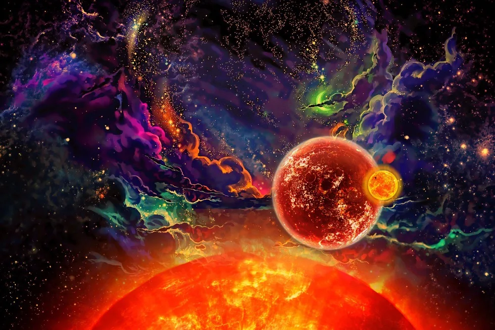 Decoração de casa planety kosmos zvezdy Tecido de Seda Cartaz Impressão ...