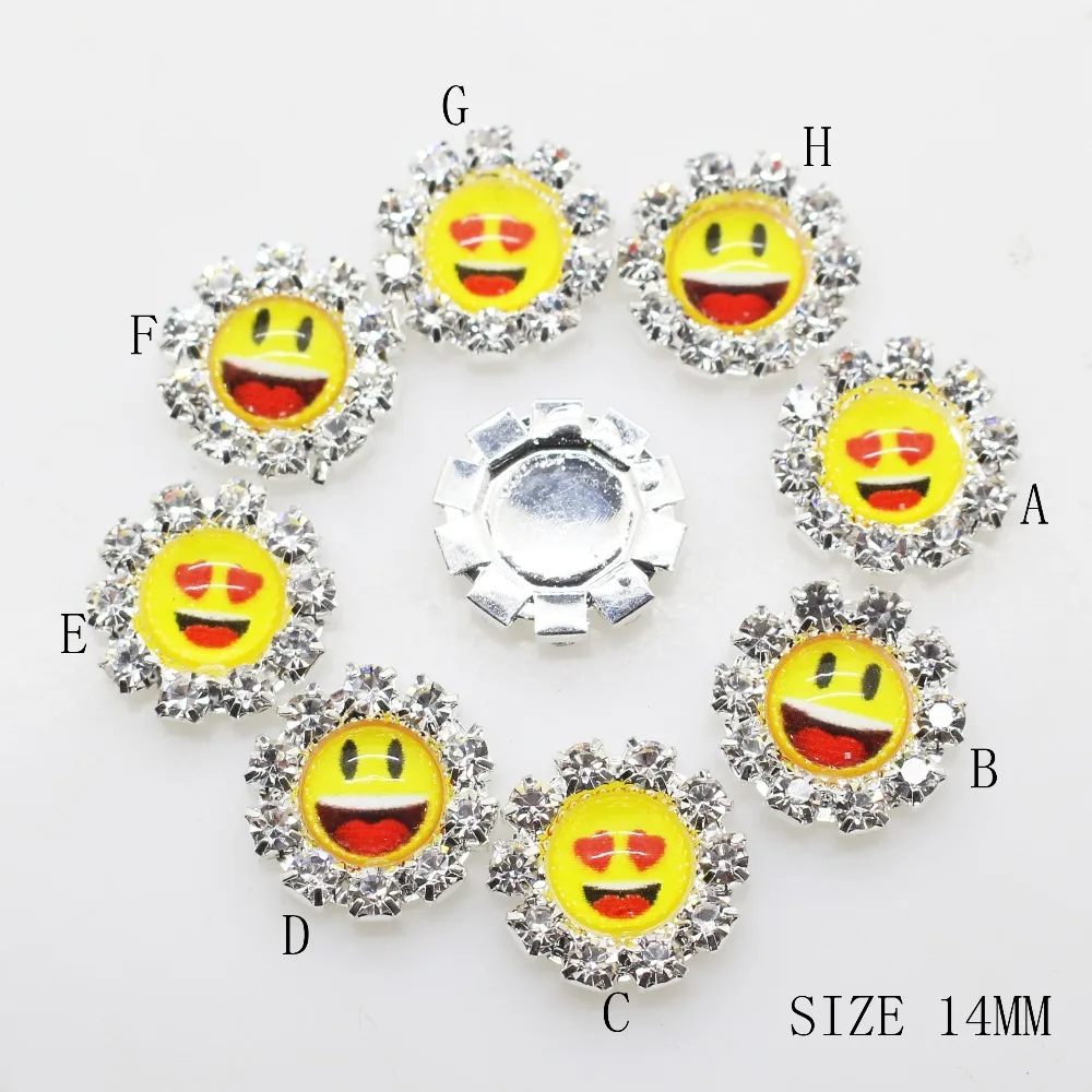 10Pcs/Set 14MM Flatback Smiling face Buttons Metal button for Clothing ...