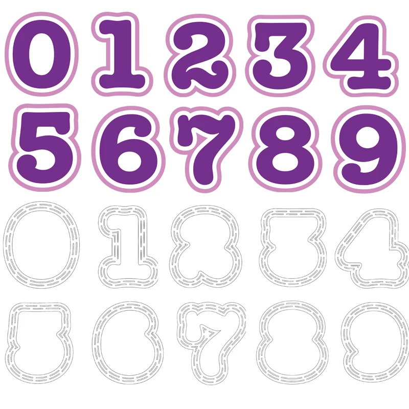 10cm Large Numbers 0-9 Cutting Dies&Plastic Stencil Paper Card Album ...