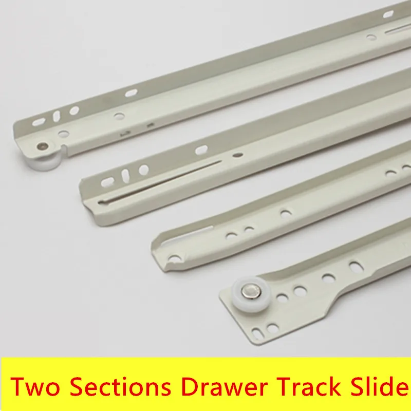 2 pairs 20 inches 50cm Knock-down Cold-Rolled Steel Two Sections Drawer ...