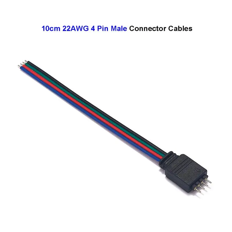 RGB Connector Cable 4 Pin Male LED Connector Cable 10cm 15cm Electrical ...