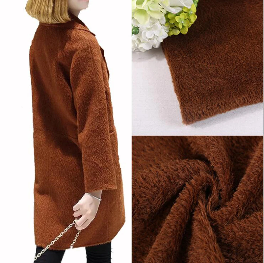 Brown Printing Aesthetic Dress Wool Fabric Alpaca Fiber Coat Dress ...