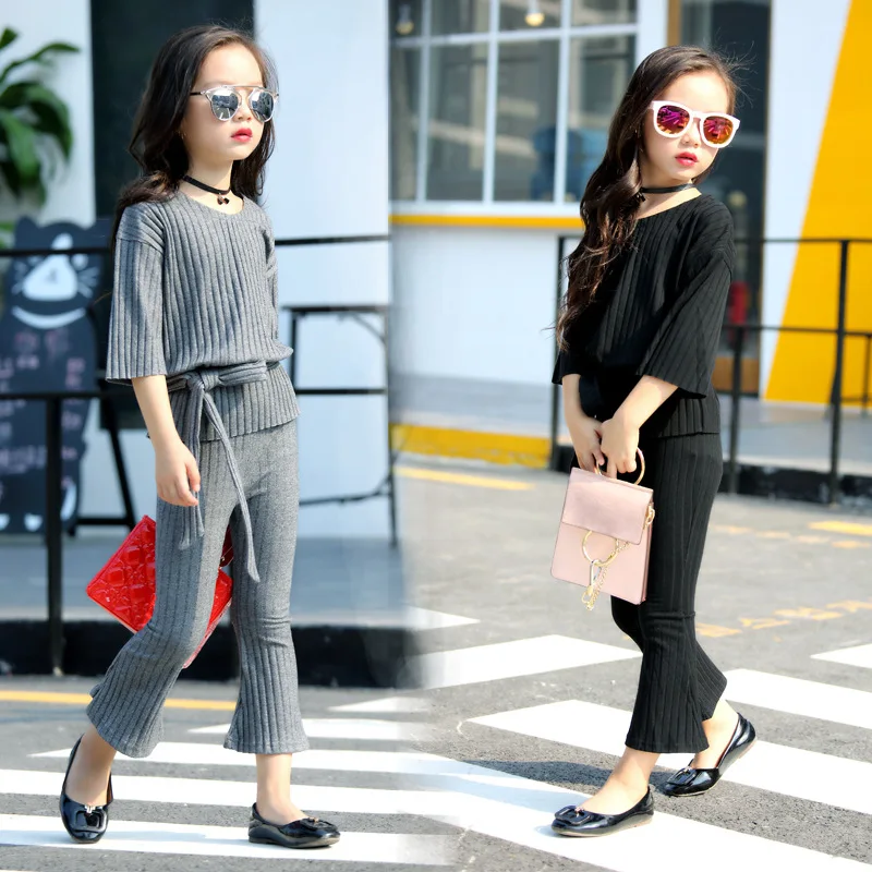 Girls Clothing Sets Solid Kids Outfits Cotton Children Coat & Pants ...