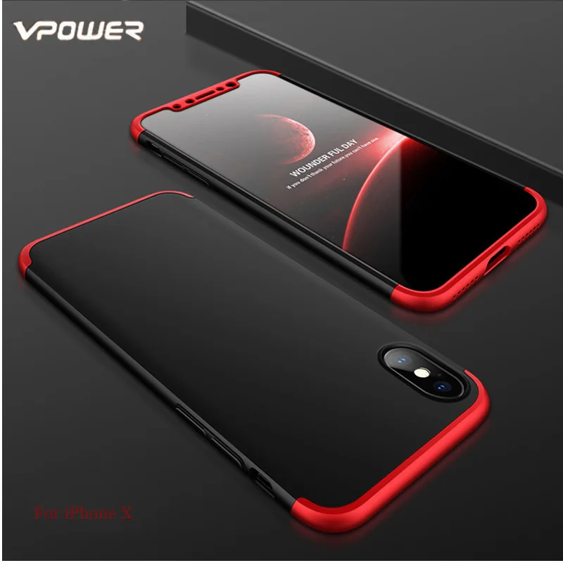 Vpower para o iphone X 360 completa protector Caso PC Fino para iPhone ...