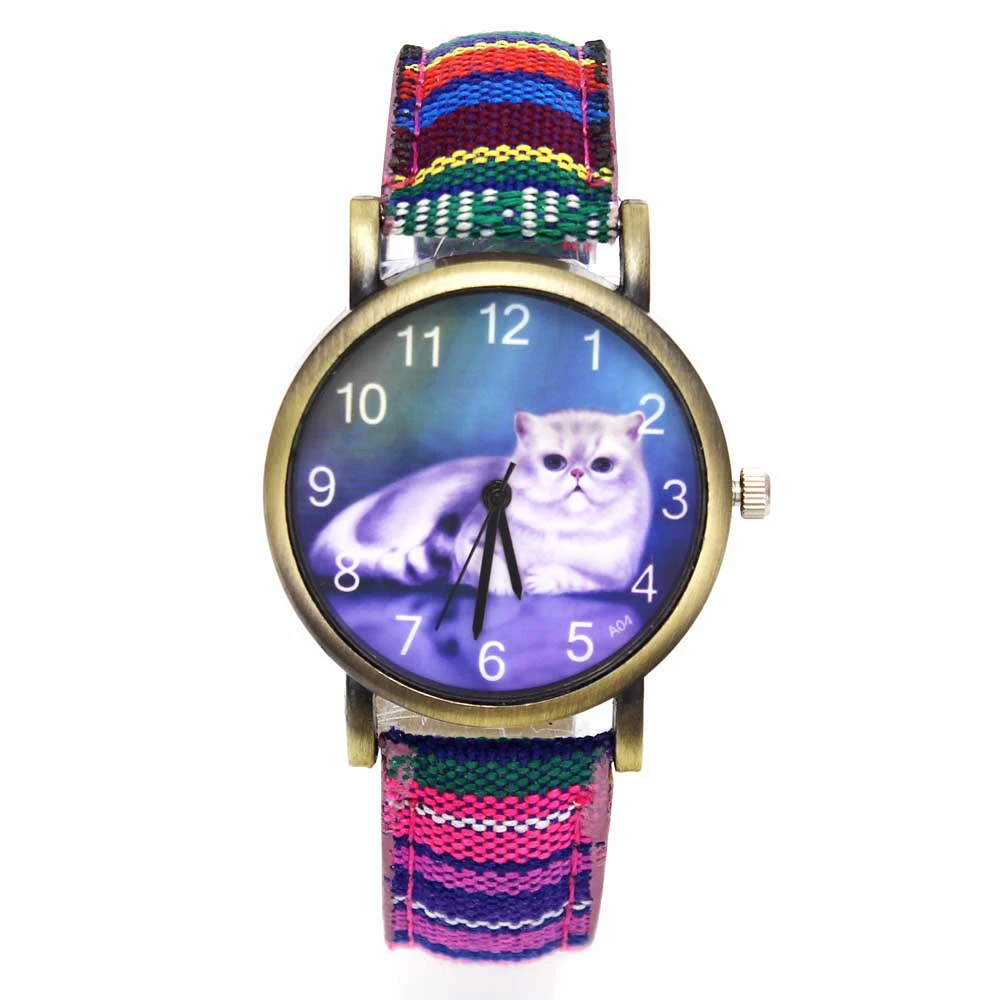 Cute Lucky Cat Pet Kitty Cheshire Cats Animal Quartz Watches Casual ...