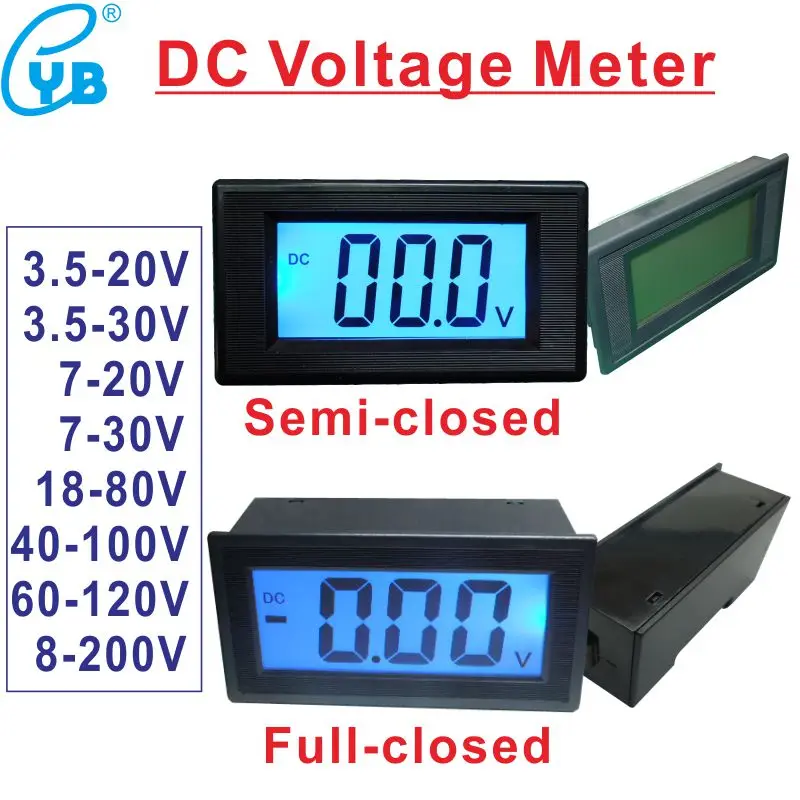 YB5135D DC Voltage Meter Two wire LCD Digital Voltmeter Electric bike ...