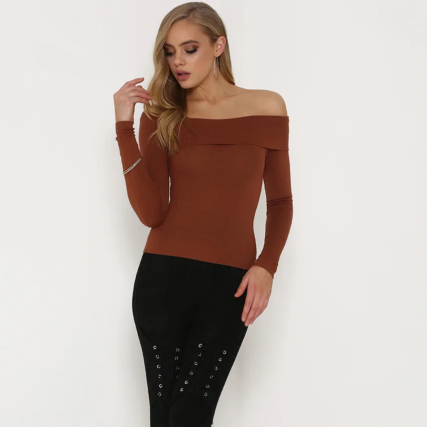 2017 New!Elegant One Shoulder Top Shirt Long Sleeve Slim Fit Tops ...