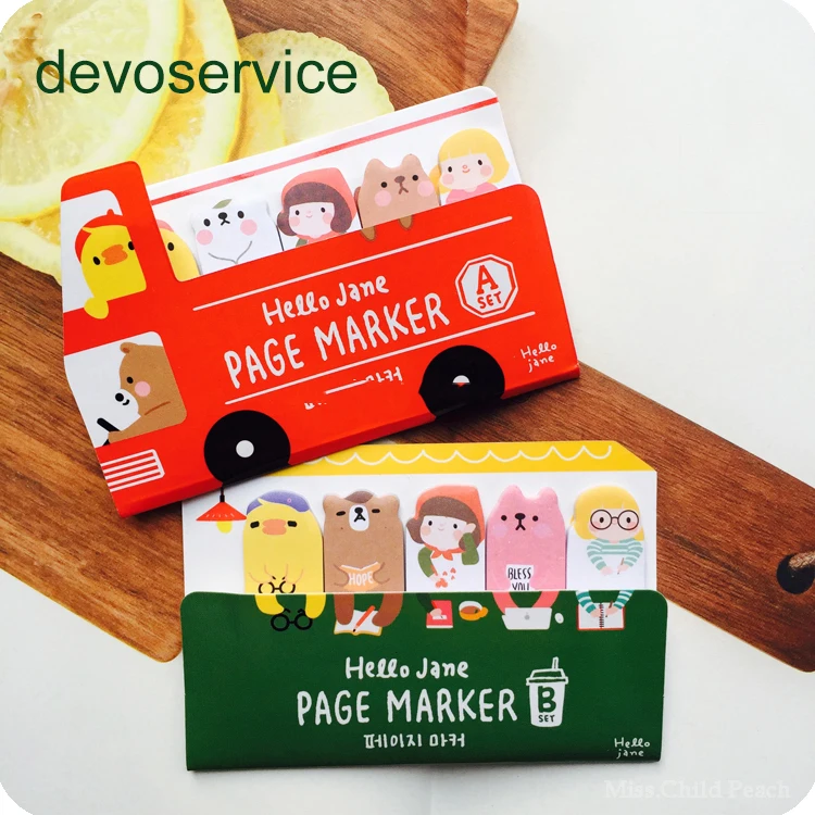 Adhesive Cute Duck Bear Girl Kawaii Sticky Notes Memo Pads Page Marker ...