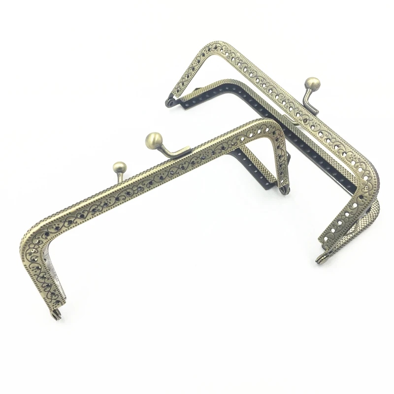 1Pc Bronze Tone Metal Rectangle Frame Kiss Clasps Lock Clutch Purse Bag ...