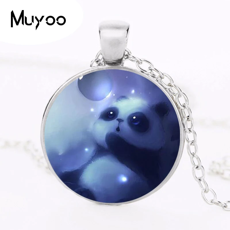 Anime Cute Panda Glass 50cm Long Chain Pendant Necklace Christmas Gifts ...