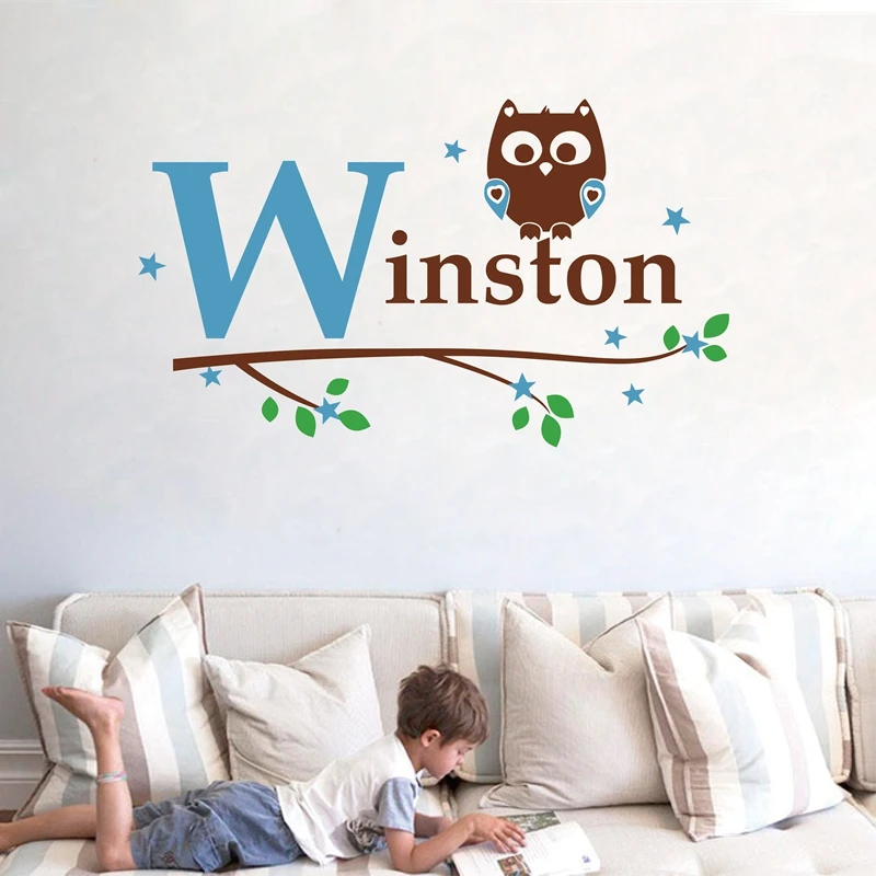 Personalized Kids Boy Name Owl Wall Decal Sticker ,Custom Name Owl Tree ...