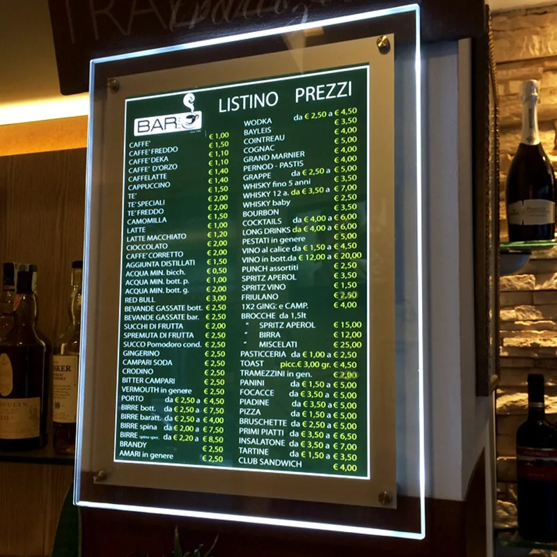 Acrylic-frame-led-menu-list-display-advertising-light-box-slim-led-menu ...