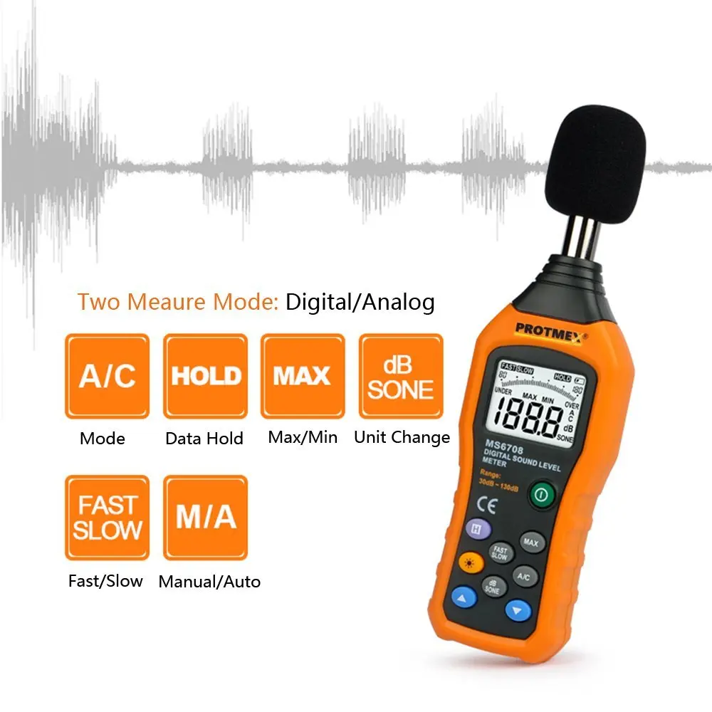 Digital Sound Level Meter Noise Meters Decibel Tester 30~130db Measurer ...
