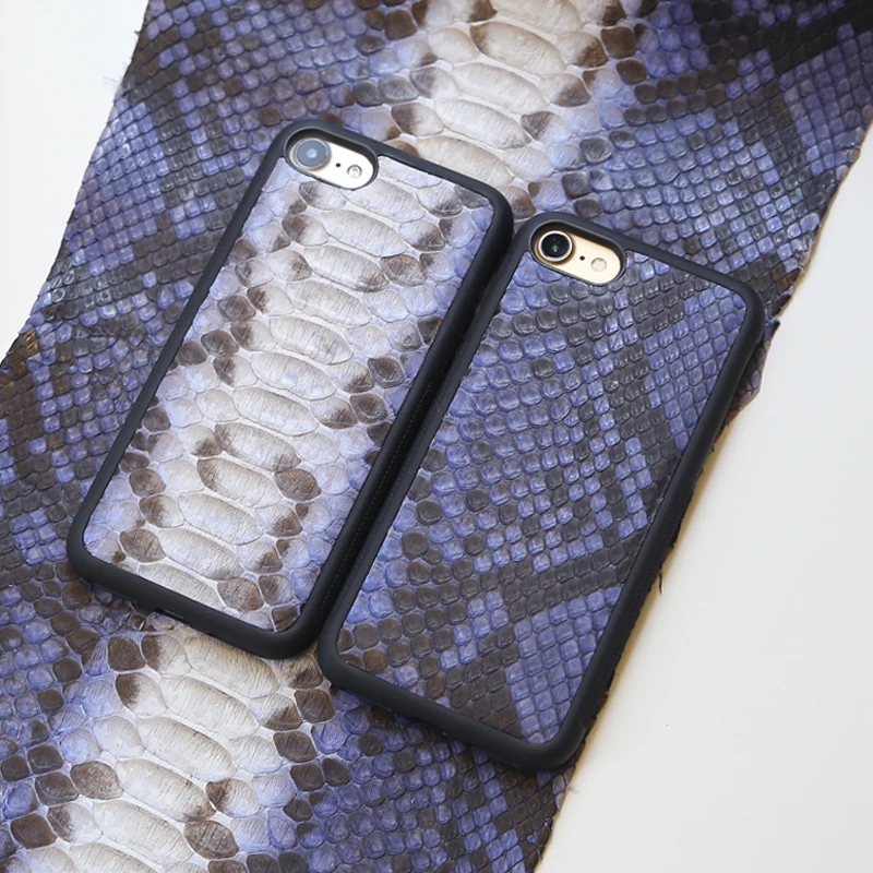 Luxury Genuine Leather phone Case for iphone 7 X plus SE real python ...