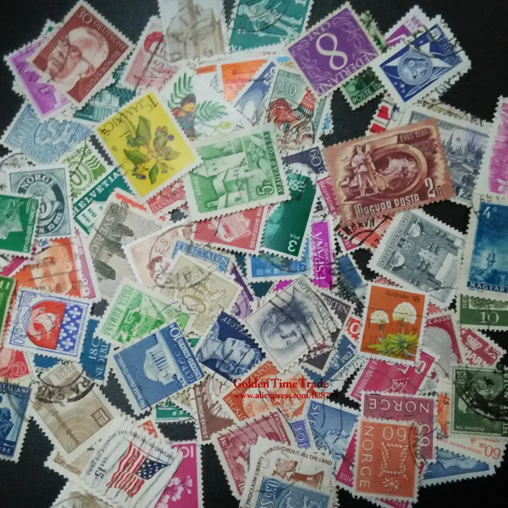 100 Pcs / Lot World Wide All Different Old / Vintage Postage Stamps ...