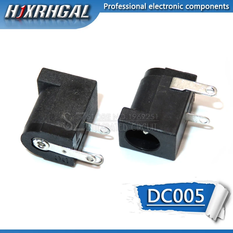 50 piezas DC 005 blanco y negro DC Power Jack conector hembra DC005 * 5,5*2,1mm 2,1 hembra a la ...
