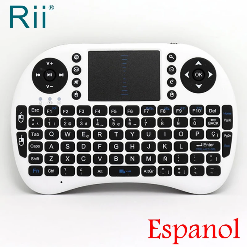 Original Rii i8 Spanish(Espanol) 2.4G Mini Wireless Keyboard Air Mouse ...